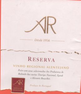 Drink Label: Ar (Adega Cooperativa do Redondo,CRL, PortugalCol:PT-WINE ...