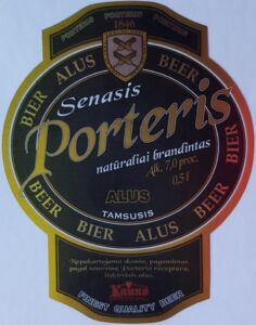 Štítok z nápoja: Porteris Senasis Alus (Kauno Alus, LitvaCol:LT-BEER-001371