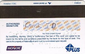 Bank Card: Check Card (NationsBank, United States of America) Col:US-VI ...