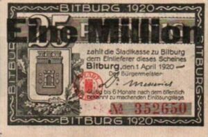 Banknote: 1 Million Mark (Rheinland(Bitburg) Kel:441