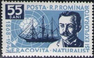 Timbre: Emil Racovita (1868-1947) explorer, ship & Antarctic map ...