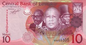 Banknote: 10 Maloti (Lesotho(2010-2021 Issue) Wor:P-21a