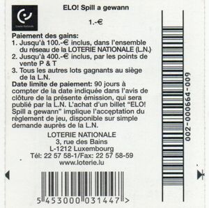 Lottery Ticket: ELO! Spill a Gewann (Loterie Nationale du Luxembourg ...