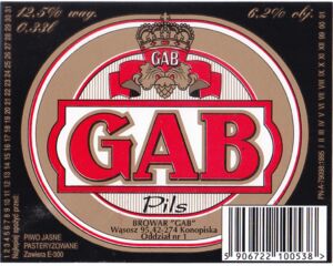 Drink Label: GAB Pils (Browar Wasosz, PolandCol:PL-BEER-010637