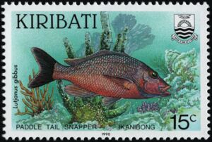 Stamp: Humpback Red Snapper (Lutjanus gibbus) (Kiribati(Kiribati Reef ...