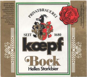 Drink Label: Koepf Bock Helles Starkbier (Brauerei Koepf, Germany ...