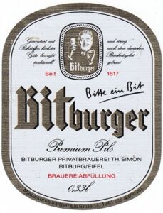 Drink Label: Bitburger Premium Pils (Bitburger Braugruppe GmbH, Germany ...