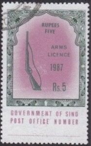 Stamp: Rifle (Pakistan: Revenue Stamps(Sindh Arms Licence) Bar:PK-SD ...
