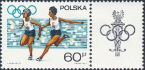 Stamp: Women's Relay Race, Label Right (Poland(Olympic Appeal) Mi:PL ...