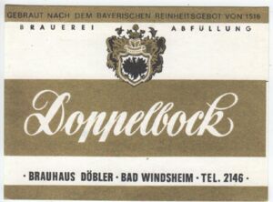 Drink Label: Döbler Doppelbock (Brauerei Döbler, Bad Windsheim, Germany ...