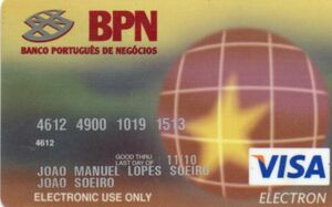 Bank Card: BPN Banco Portugues de Negocios (Visa Electron) (Banco ...