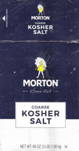 Food Label: Morton Coarse Kosher Salt (Morton Salt, Inc., United States ...