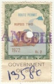 Stamp: Lorry and mountain route (Pakistan: Revenue Stamps(Sindh Route ...