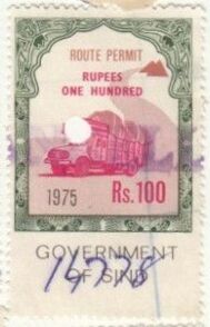 Stamp: Lorry and mountain route (Pakistan: Revenue Stamps) (Sindh Route ...