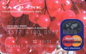 Bank Card: VABank Debit Card (VABank, Ukraine) Col:UA-MC-0179