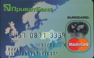 Bank Card: PrivatBank Debit Card (PrivatBank, UkraineCol:UA-MC-0134.01