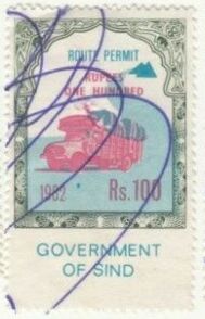 Stamp: Lorry and mountain route (Pakistan: Revenue Stamps(Sindh Route ...