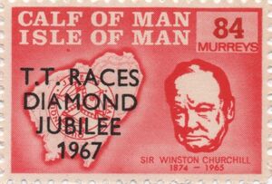 Stamp: Diamond Jubilee of T.T. Races (Isle of Man, Calf of Man ...
