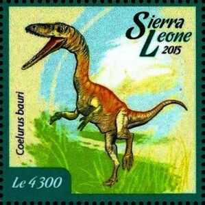 Stamp: Coelurus bauri (Sierra Leone) (Fauna of West Africa - Dinosaurs ...