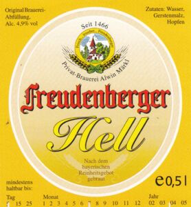 Drink Label: Freudenberger Hell (Privat-Brauerei Alwin Märkl, Germany ...