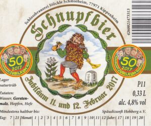 Drink Label: Schnupfbier (Schlossbrauerei Stöckle Schmieheim, Germany ...