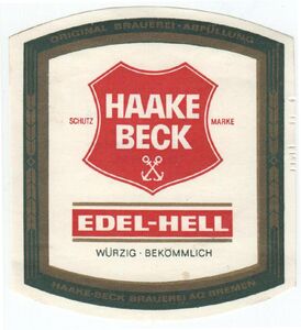 Flaschenetikett: Haake-Beck Edel-Hell (Haake-Beck Brauerei, Bremen ...