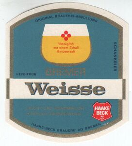 Drink Label: Haake-Beck Bremer Weisse (Haake-Beck Brauerei, Bremen ...