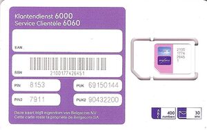 Phonecard: Proximus Sim Card (Proximus (Belgacom Mobile), Belgium ...