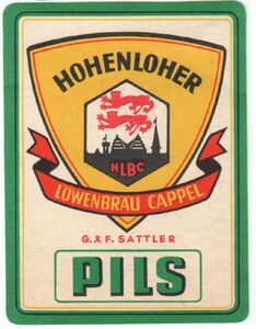 Drink Label: Hohenloher Pils (Löwenbräu Cappel, Germany, Federal ...