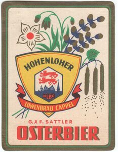Drink Label: Hohenloher Osterbier (Löwenbräu Cappel, Germany, Federal ...