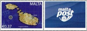Stamp: MaltaPost logo on blue background (Malta: Personalized Stamps ...
