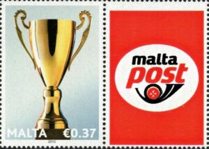 Frimärke: MaltaPost logo on red background (Personliga & Privata ...