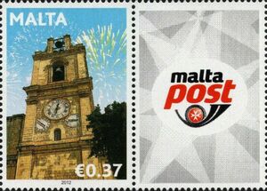 Stamp: MaltaPost logo on grey background (Malta: Personalized Stamps ...