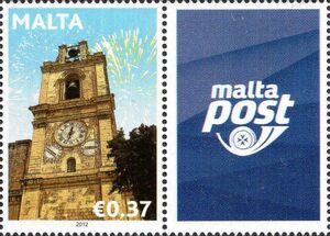 Stamp: MaltaPost logo on blue background (Personalized & Private Mail ...