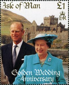 Stamp: Prince Philip and Queen Elizabeth II (Isle of Man(Golden Wedding of Queen Elizabeth ...
