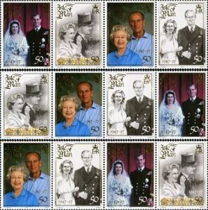 Stamp: Queen Elizabeth II and Prince Philip (Isle of Man(Golden Wedding ...