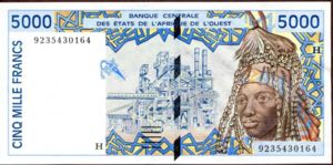 Banknote: 5,000 Francs (West African States(H for Niger) Wor:P-613 Ha