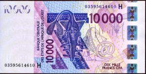 Banknote: 10,000 Francs CFA (Westafrikanische Staaten(H for Niger) Wor ...