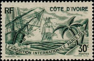 Stamp: Overseas Trade (Ivory Coast(International Exhibition Paris 1937 ...
