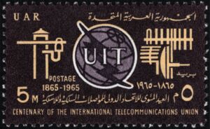 Stamp: ITU & Emblem (1865-1965) (Egypt(Centenary of International ...