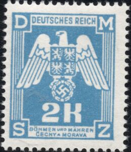 Timbre: Eagle with shield of Bohemia, Empire badge (Bohême et Moravie ...