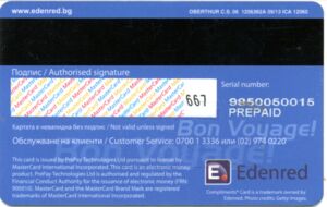 Bank Card: Edenred MasterCard Compliments Bon Voyage - 09/13 (Edenred ...