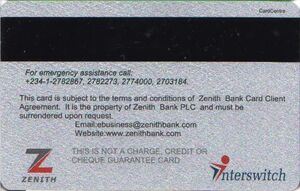 Bank Card: Zenith Bank (Zenith Bank, Nigeria) Col:NG-GM-0002