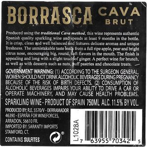Drink Label: Borrasca Brut (Borrasca Wines, Spain) Col:ES-CAVA-000008