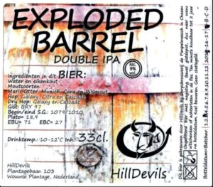 Drink Label: Exploded Barrel Double IPA (Brouwerij Hilldevils ...