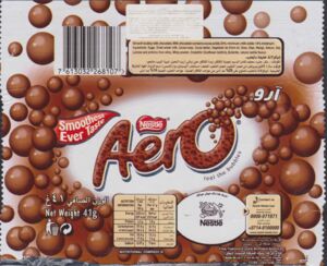 Chocolate Wrapper: Nestle Aero (Nestlé Middle East, United Arab ...