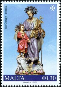 Briefmarke: Statue from Cospicua Collegiate Church, Bormla (Malta ...