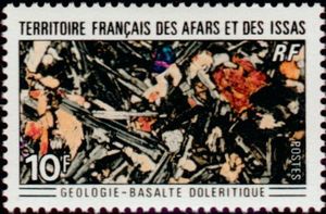 Stamp: Doleritic basalt (French Afars and Issas(Geology) Mi:FR-AI 59,Sn ...