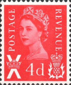 Stamp: Queen Elizabeth II - 4d Wilding Portrait (United Kingdom ...