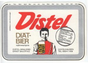 Drink Label: Distel Diät-Bier (Brauerei Bauer Distelhausen, Germany ...